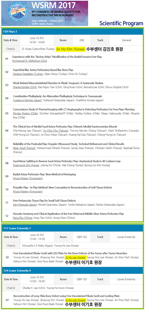 2017 세계미세수술학회(WSRM) - 예손 연구/학회